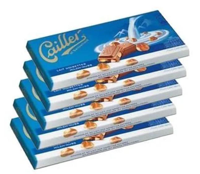 5x Chocolate Suiço CAILLER ao Leite Com Avelãs 100g - Chocolate / Barra ...