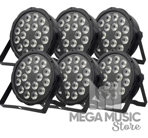 6 Canhão Refletor Par Led Slim 18 Leds 12w Rgbw Dmx Quadrileds - SHOWTECH - Canhão de Luz ...