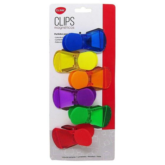 6 Clips Coloridos Magnéticos para Geladeira e P/ Embalagens - CLINK ...