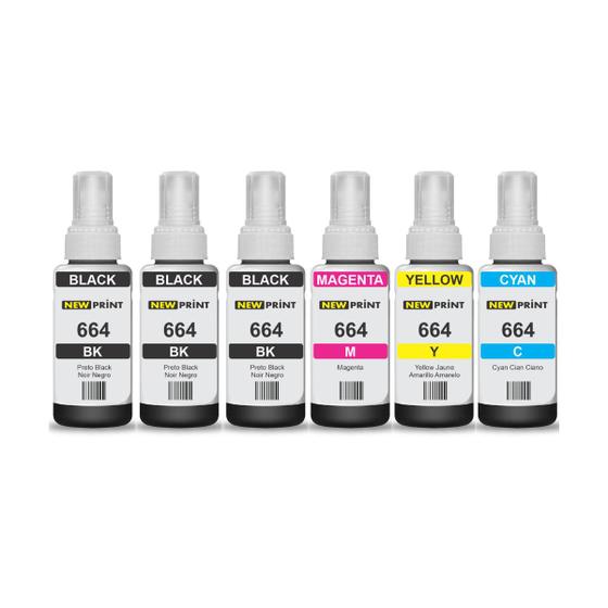 6 Garrafa Refil Tintas 664 Compatível Para Epson L355 L375 L395 - New ...
