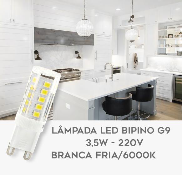 6 Lâmpadas LED G9 Halopin 220V 3,5W Luz Branca Fria/6000K Lustres ...