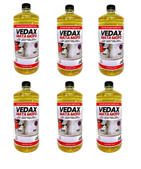 6 Mata Mofo Vedax 1 Litro Antimofo Guarda Roupa Parede Banheiro Anti ...