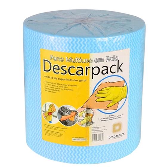 6 Pano Multiuso 28x40cm 240m Azul DESCARPACK Rolo 3600 Panos Bobina ...