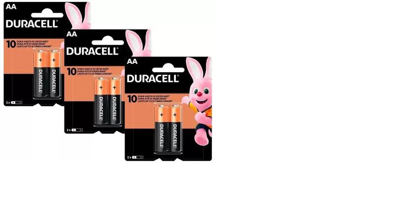 6 Pilhas Aa Duracell Alcalina 3 Cartelas C/2 Unidades - Pilhas ...