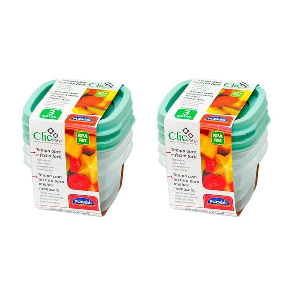 6 potes 200ml quadrado plástico mantimento Vasilha marmita tapoer ...