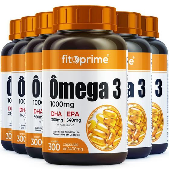 6 Potes ÔMEGA 3 1000MG 300CPS FITOPRIME - Ômega 3 / Óleo de Peixe ...