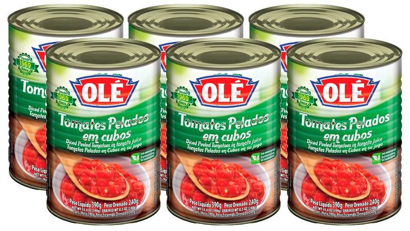 6 Tomate Pelado Inteiros Lata Olé 390g Liquido Drenado 240g - Tomate Pelado - Magazine Luiza