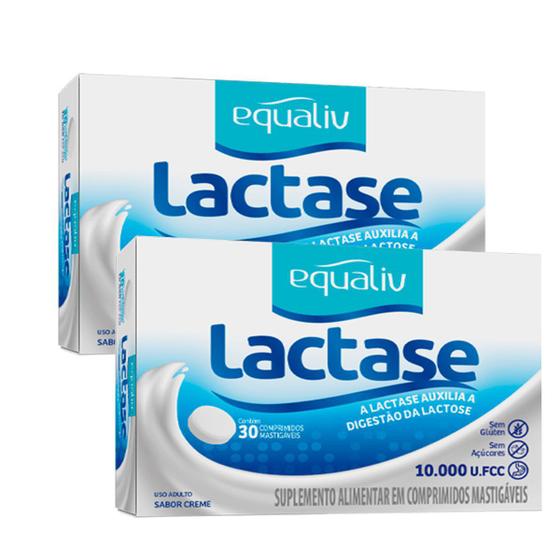 60 Comprimidos Mastigáveis Lactase Digestão Lactose Equaliv - Lactase ...