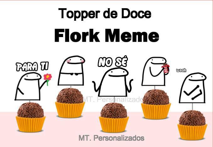 60 un Topper Para Doces Brigadeiro Flork Meme - MTpersonalizados ...