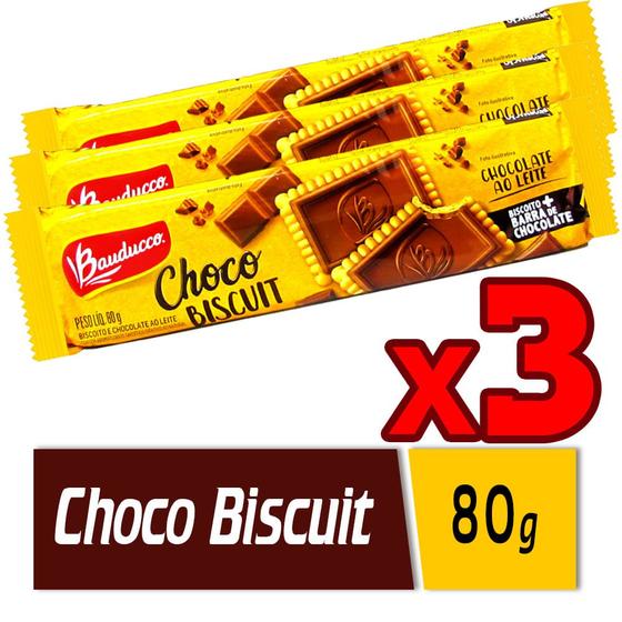 7891962056500 - kit com 3 pacotes de biscoito bauducco choco biscuit ao ...