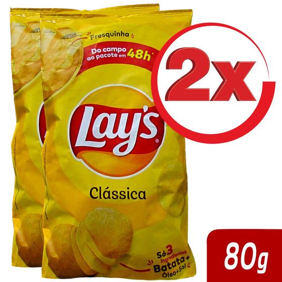 7892840816773 - kit com 2 pacotes de batata frita lays 80g classic ...