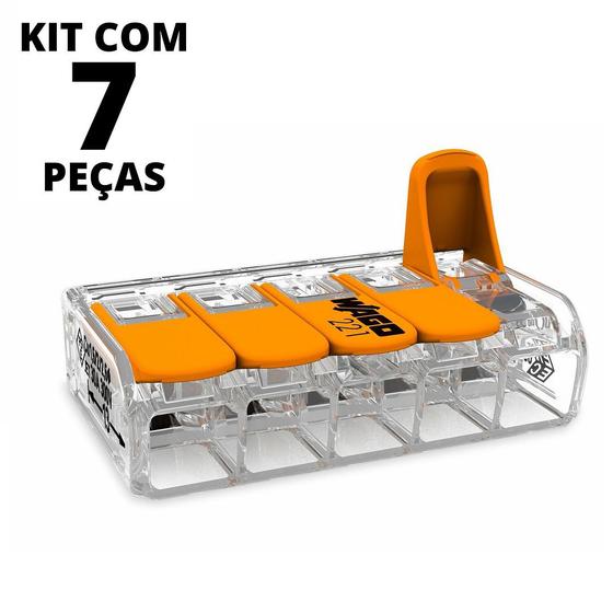 7un Conector Wago 221-615 5 vias 41A/450V Emenda Derivação Original ...