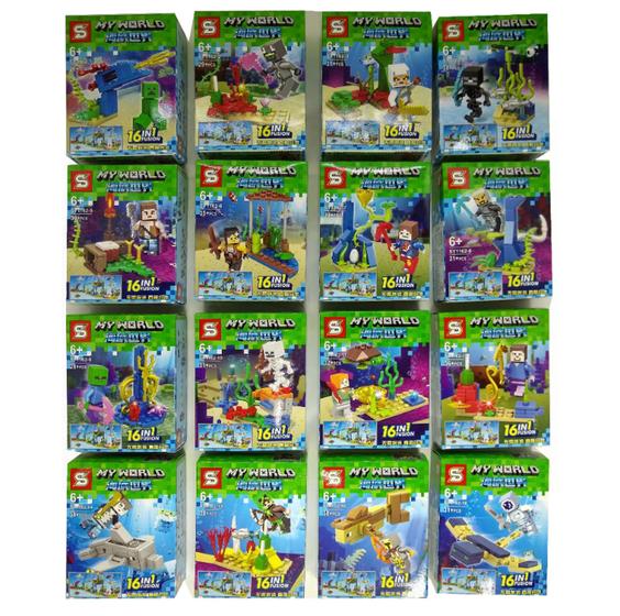 8 Cenário My World Coleção Minecraft Compatível com Lego Blocos de ...