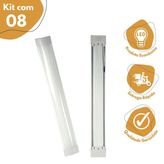 8 luminarias tubular led sobrepor slim 36w 6500k 120cm calha - GALAXY - Luminária - Magazine Luiza