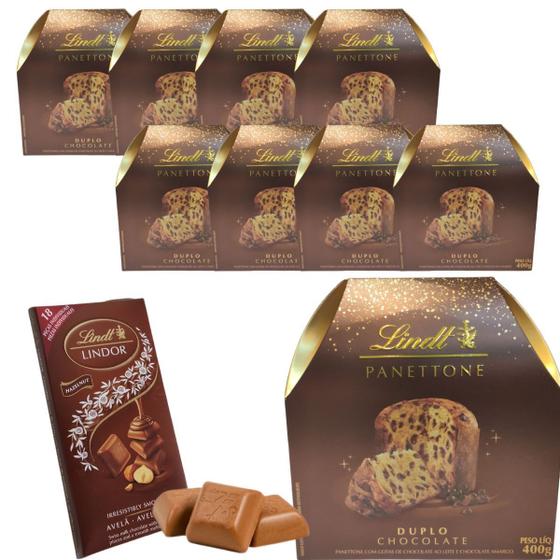 8x Panettone importado Duplo Chocolate Lindt 400g + Avelã - Panetone ...