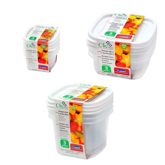 9 Potes plásticos mantimentos 200ml 580ml 1200ml Vasilha marmita tapoer ...