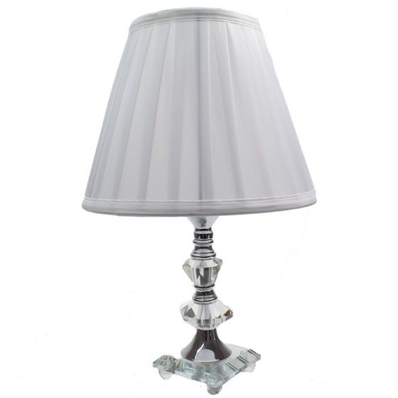 Abajur Cristal em vidro com cúpula branca 34,5 x 21cm bivolt - Toda ...