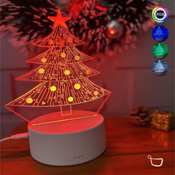 Abajur Luminária de Mesa Led 3D RGB Presente Decoração Natal - Embuled ...