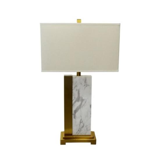 Abajur Retangular com Mármore Branco e Metal Dourado - LUXdécor ...