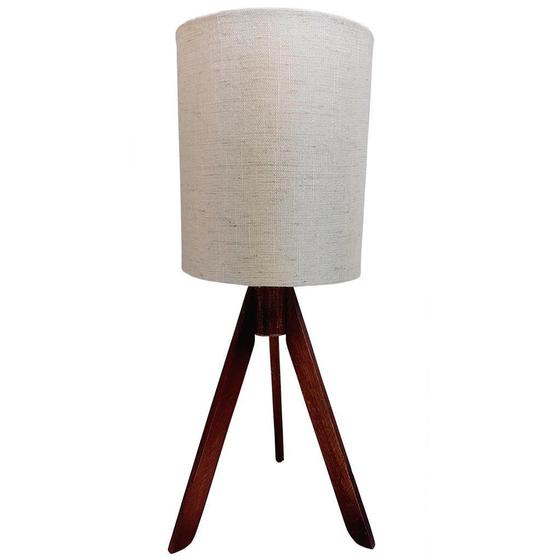 Abajur Rustico De Madeira Luminária De Mesa Tripé - Temshopweb - Abajur ...