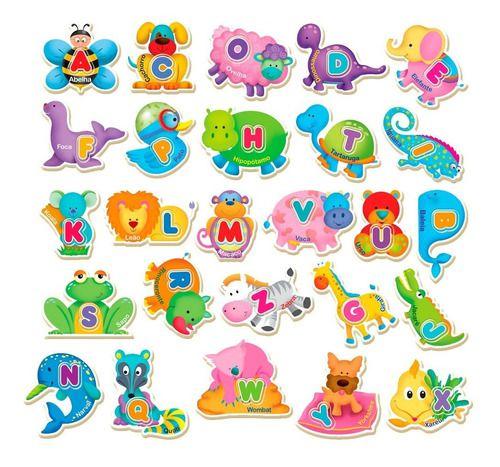 Abc Dos Bichos Alfabeto Animais Em Madeira Jogo Educativo - Brincadeira ...