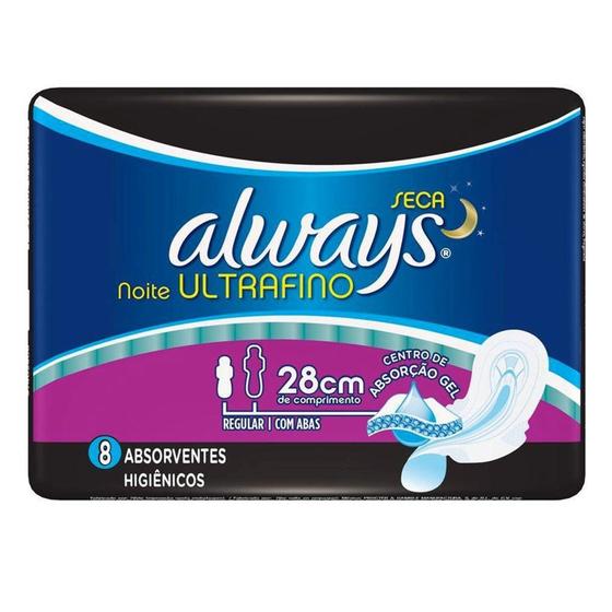 Absorvente Always Noites Tranquilas Cobertura Seca Com Abas Leve 8 ...