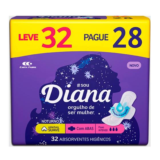 Absorvente Diana Noturno Suave com Abas Leve 32 Pague 28 Unidades ...