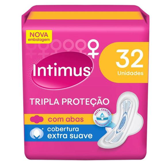 Absorvente Externo INTIMUS Tripla Proteção Suave c/Abas - 32 unidades ...