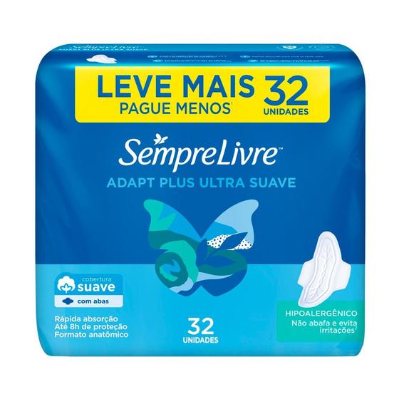 Absorvente Externo Sempre Livre Adapt Plus Suave 32 Unidades Leve Mais ...