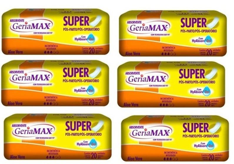 Absorvente geriátrico Geriamax (Fardo com 6 pacotes de 20 Unidades cada ...