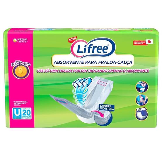 Absorvente Lifree para Fralda Calça Adulto 6 Pacotes com 20 Tiras ...