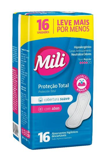 Absorvente Mili Proteção Total Suave C/abas - 16 Unidades - Absorvente ...