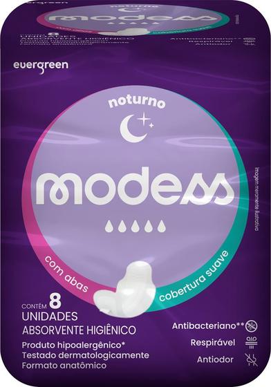 Absorvente Modess Noturno Suave Com Abas 8 unidades - Absorvente ...