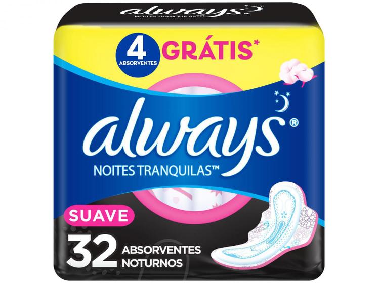 Absorvente Noturno Always Noites Tranquilas - com Abas 32 Unidades ...
