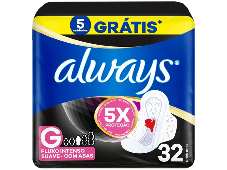 Absorvente Noturno Always Noites Tranquilas Suave G - com Abas 32 ...