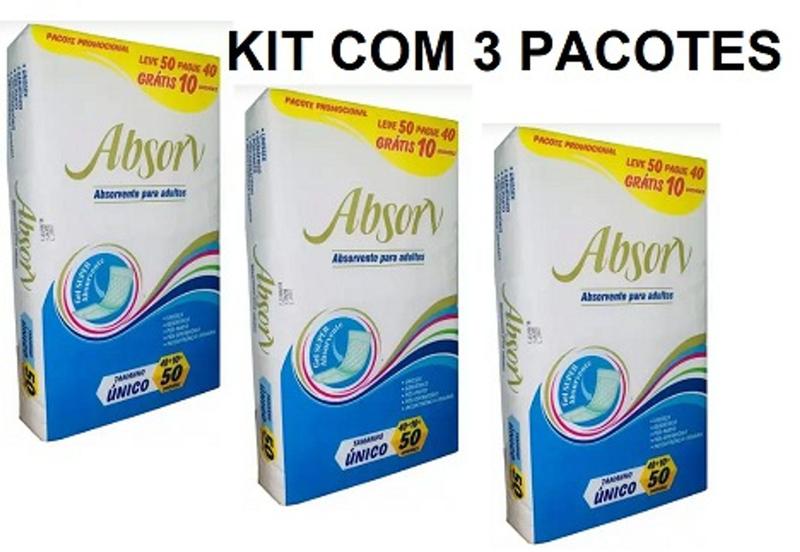 Absorvente para Adulto Geriátrico -ABSORV c/ 50 unid. (KIT COM 3 ...