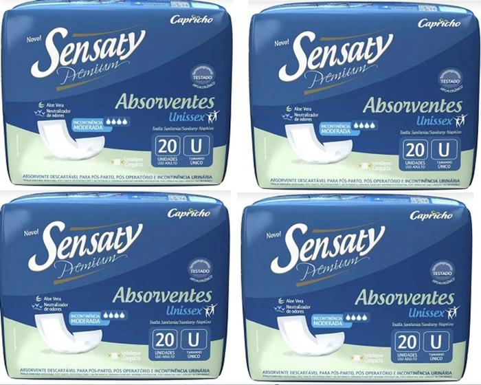Absorvente Pós Parto Capricho Sensaty Premium c/20 unid . (Kit com 4 ...