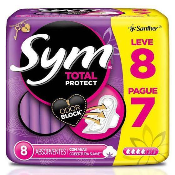 Absorvente Sym Total Protect Suave Com Abas 8 Unidades - Absorvente ...