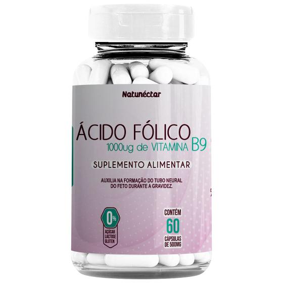 Ácido Fólico 500mg 60 Caps - Natunéctar - Cuidados com o Rosto ...