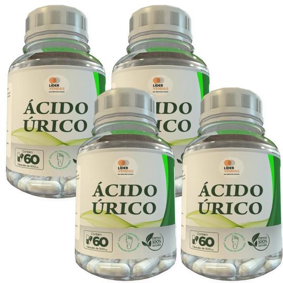 Ácido Úrico - 60 Cápsulas 500Mg Kit Com 4 Potes - Lider Vendas ...