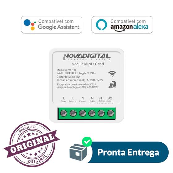 Acionador Inteligente Tomada Interruptor DIY Switch 1 Canal Wifi - Nova ...