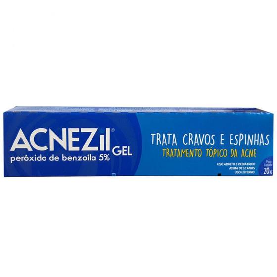 Acnezil Gel 20G Trata Cravos E Espinhas Acne Com Peróxido De Benzoíla 5 ...