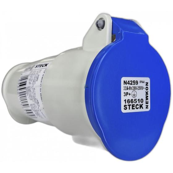 Acoplamento Industrial Newkon Steck 3 Polos+Terra 220V. 32A. Azul N4259 ...