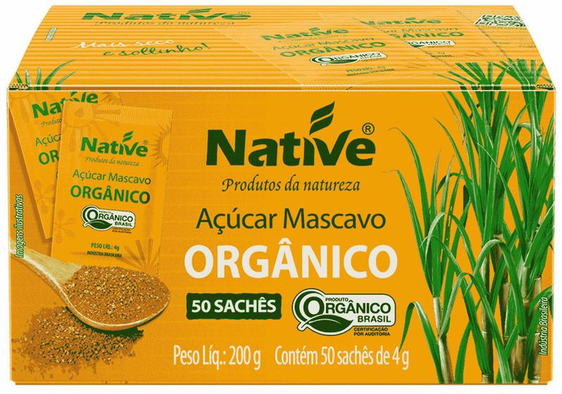 Açúcar Mascavo Orgânico 50 saches NATIVE 200g - Açúcar - Magazine Luiza