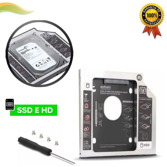Adaptador Caddy Para HD SDD 2,5 Sata Notebook 3 Velocidade 12.7mm Até ...