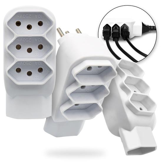 Adaptador De Tomada Benjamin Top 10A Com 4 Saídas Conjunto 3 - Kapbom ...