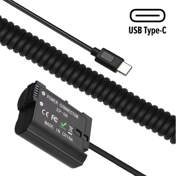 Adaptador Dummy PD EP-5B Bateria Nikon EN-EL15 Espiral com Conector USB ...