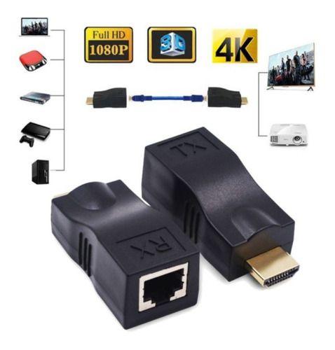 Adaptador Extensor Hdmi 4k Via Cabo Rede Rj45 Cat5e / 6. até 30 metros ...