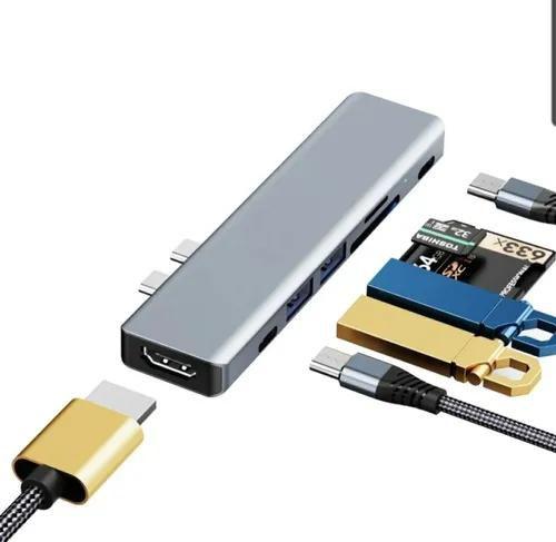 Adaptador Hub Thunderbolt 7 em 1 com HDMI 4k compatível com Apple Macbook Pro 2016 - 2017 - 2018 ...