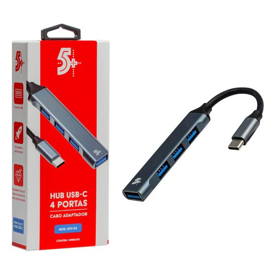 Adaptador Hub Usb Type-c 4 Portas Usb 3.0 5 Gbps Original - 5+ - Adaptador USB - Magazine Luiza
